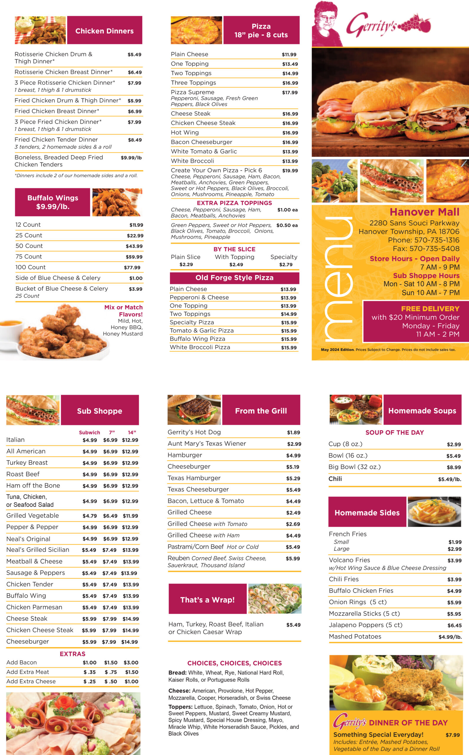 Hanover Cafe Menu | Gerrity's the Fresh Grocer