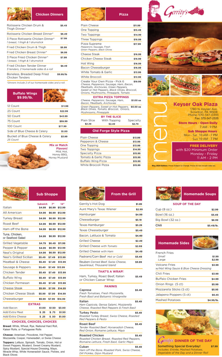 Keyser Ave Cafe Menu | Gerrity's the Fresh Grocer