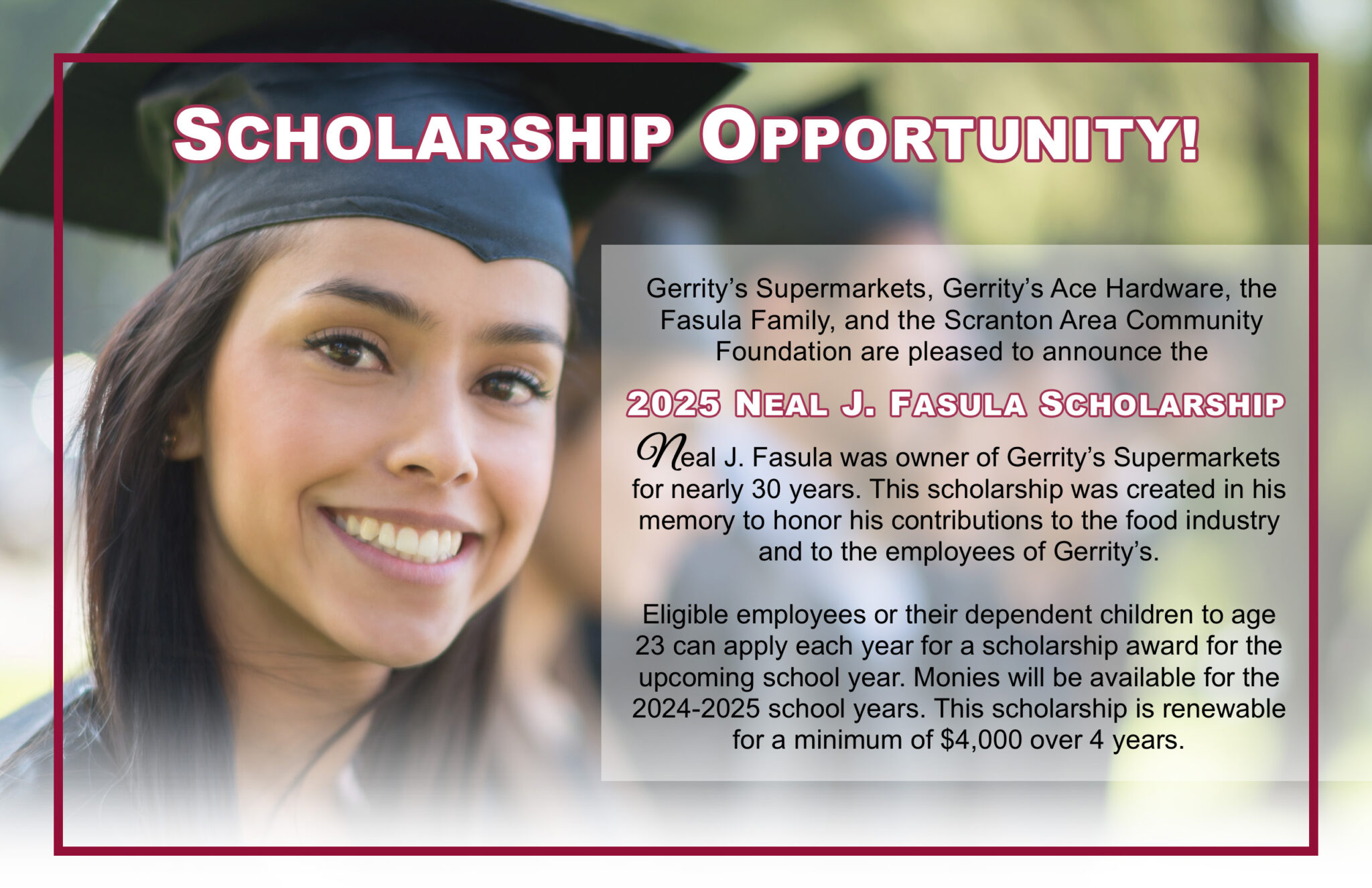 Neal J. Fasula Scholarship | Gerrity's the Fresh Grocer